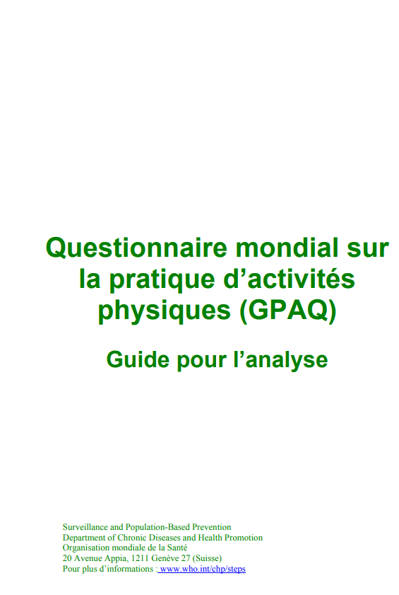 Questionnaire mondial sur la pratique d’activités physiques (GPAQ ...